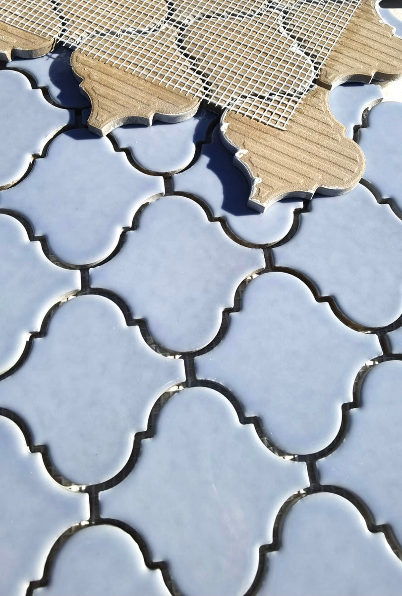 10.51x11.61 LIGHT BLUE ARABESQUE PORCELAIN TILE – tilemosaicdirect.com